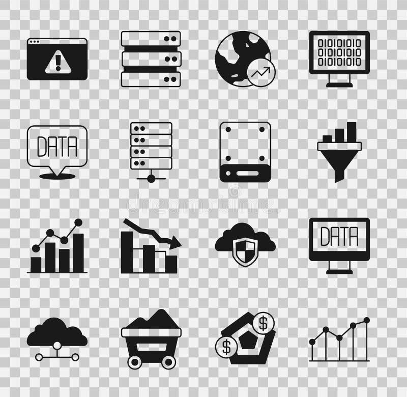 Set Browser with Exclamation Mark, Sales Funnel Chart, Binary Code and ... Set Browser with Exclamation Mark, Sales Funnel Chart, Binary Code and ...
