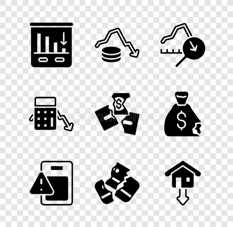 Set Pie Chart Infographic, Dollar Rate Decrease, Global Economic Crisis, Credit Card, Falling ...
