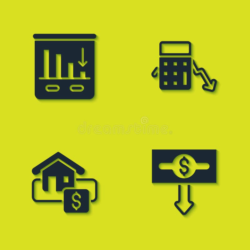 Set Pie Chart Infographic, Dollar Rate Decrease, Hanging Sign with Sale ...