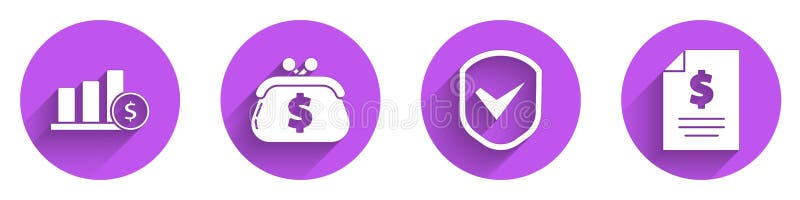 Set Pie Chart Infographic and Dollar, Wallet with Dollar, Shield with ...