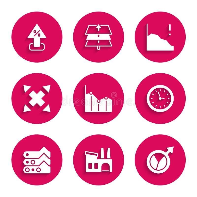 Set Pie Chart Infographic, Factory, Financial Growth, Clock, Graph ...