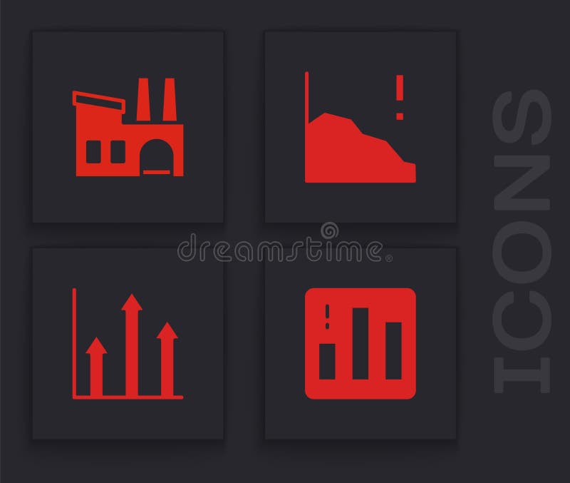 Set Pie Chart Infographic, Factory, Financial Growth Decrease and Icon. Vector Stock Vector ...