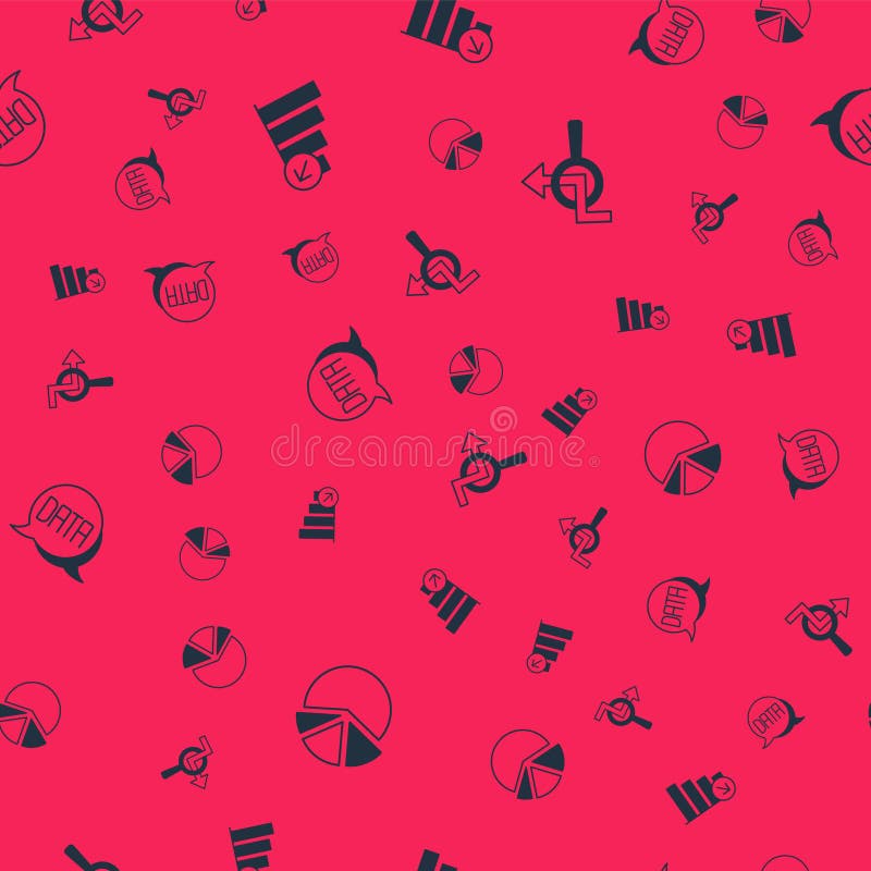 Set Pie Chart Infographic, Financial Growth Decrease, Data Analysis and Search Data on Seamless ...