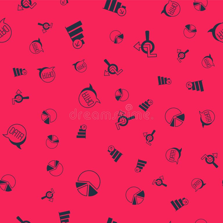 Set Pie Chart Infographic, Financial Growth Decrease, Data Analysis and Search Data on Seamless ...