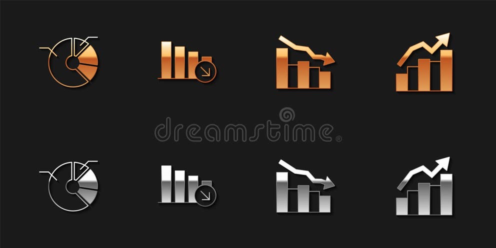 Set Pie Chart Infographic, Financial Growth Decrease, and Icon. Vector Stock Illustration ...