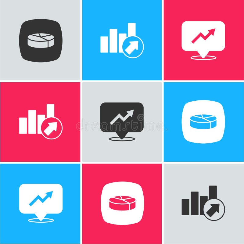 Set Pie Chart Infographic, Financial Growth and Icon. Vector Stock ...