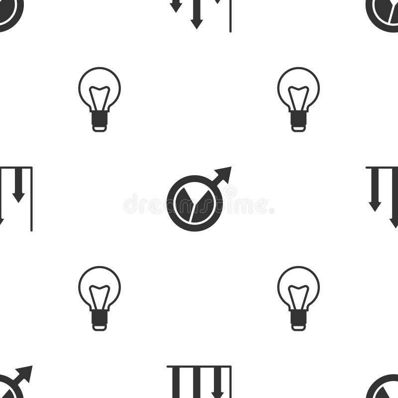 Set Pie Chart Infographic, Financial Growth and Light Bulb on Seamless Pattern. Vector Stock ...