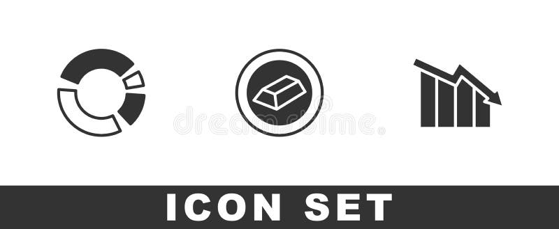 Set Pie Chart Infographic, Gold Bars and Financial Growth Decrease Icon. Vector Stock Vector ...