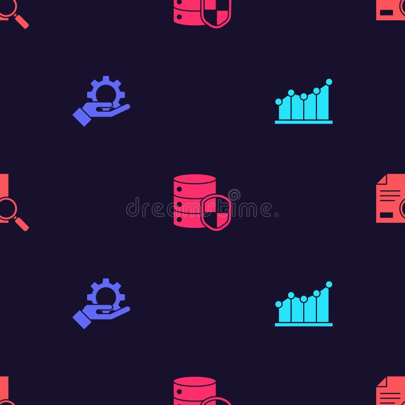 Set Pie Chart Infographic, Hand Settings Gear, Server with Shield and ...