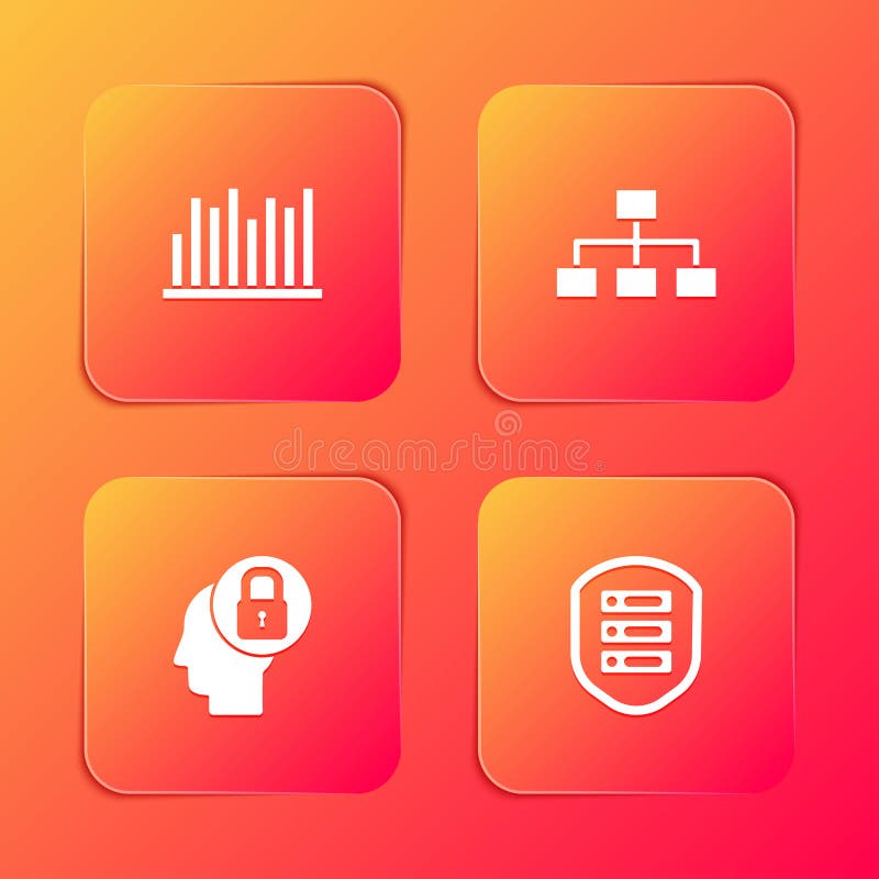 Set Pie Chart Infographic, Hierarchy Organogram, Human Head with Lock ...