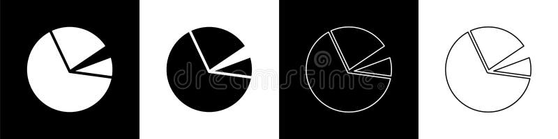 Set Pie Chart Infographic Icon Isolated on Black and White Background ...