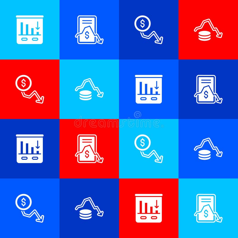 Set Pie Chart Infographic, Mobile Stock Trading, Dollar Rate Decrease and Icon. Vector Stock ...