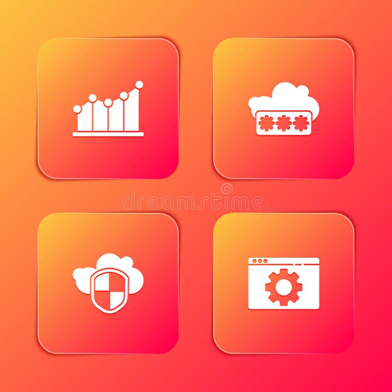 Set Pie Chart Infographic, Password Protection, Cloud and Shield and ...