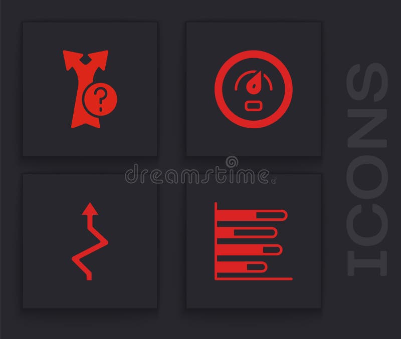 Set Pie Chart Infographic Pfeil Digitale Speed Meter Und Symbol. Vektor ...
