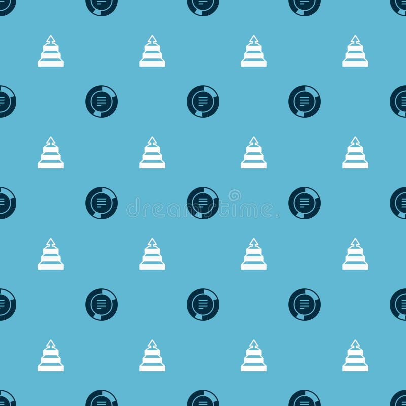 Set Pie Chart Infographic and Pyramid Infographics on Seamless Pattern ...
