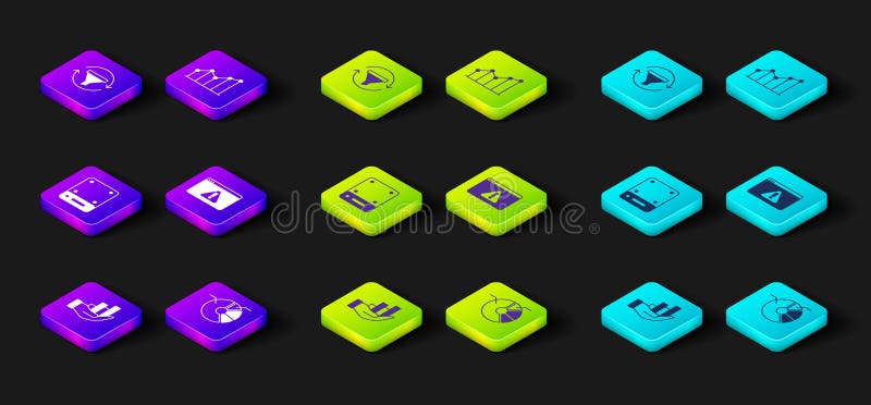 Set Pie Chart Infographic, Server, Browser with Exclamation Mark, and ...