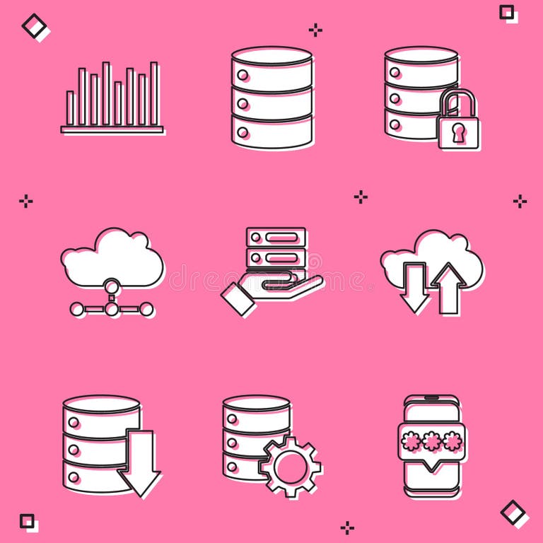 Set Pie Chart Infographic, Server, Data, Web Hosting, Security with Lock, Network Cloud ...