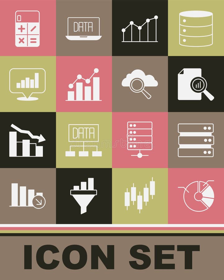 Set Pie Chart Infographic, Server, Document with, Calculator and Search ... Set Pie Chart Infographic, Server, Document with, Calculator and Search ...