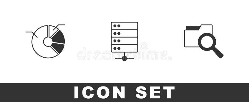 Set Pie Chart Infographic, Server and Search with Folder Icon. Vector ... Set Pie Chart Infographic, Server and Search with Folder Icon. Vector ...