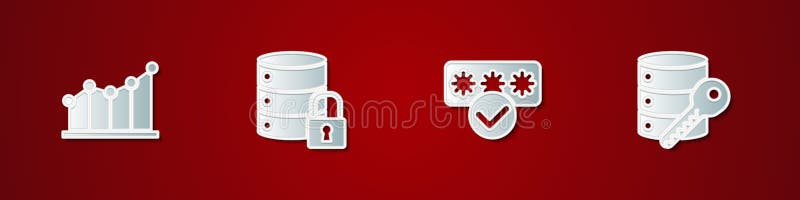 Set Pie Chart Infographic, Server Security with Lock, Password ...