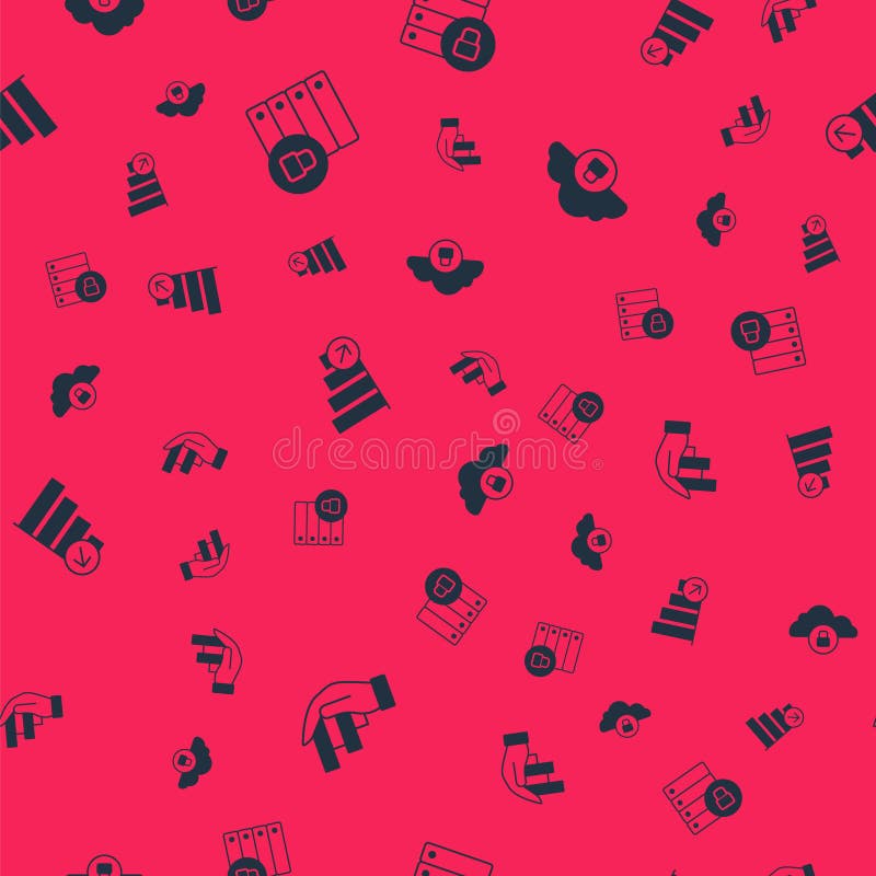 Set Pie Chart Infographic, Server Security with Padlock, Financial Growth Decrease and Cloud ...