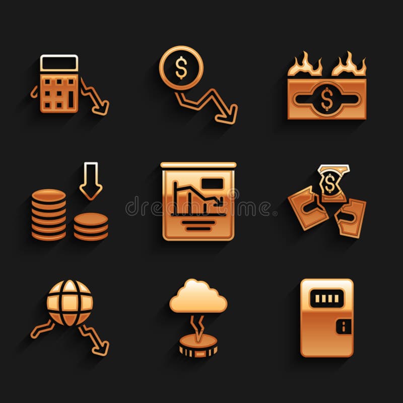 Set Pie Chart Infographic, Storm, Prison Cell Door, Tearing Money Banknote, Global Economic ...