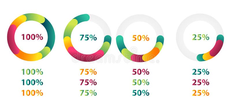Set of 4 pie charts stock vector. Illustration of isolated - 33731295