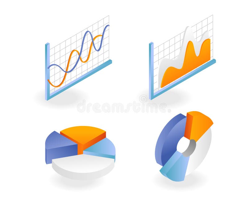 A Set of Pie Icons and Bar Graph Analysis Stock Vector - Illustration ...