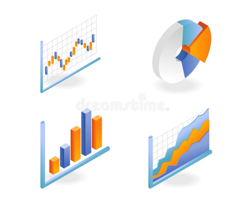 A Set of Pie Icons and Bar Graph Analysis Stock Vector - Illustration ...