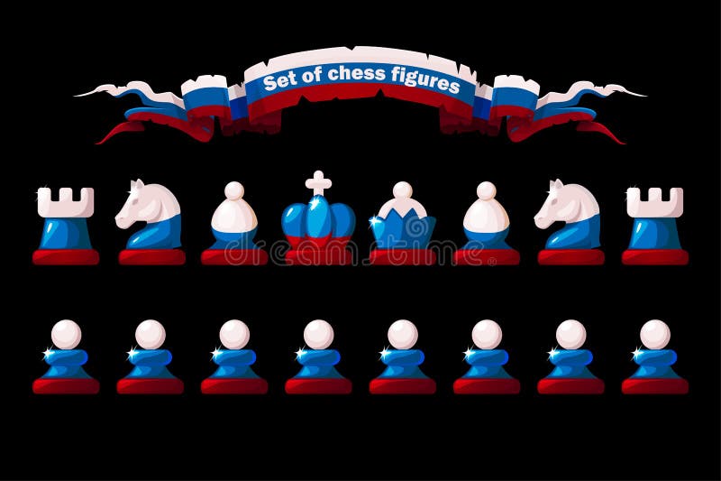 Set Pieces for a Board Game of Chess. Chess in the Colors of the Flag ...