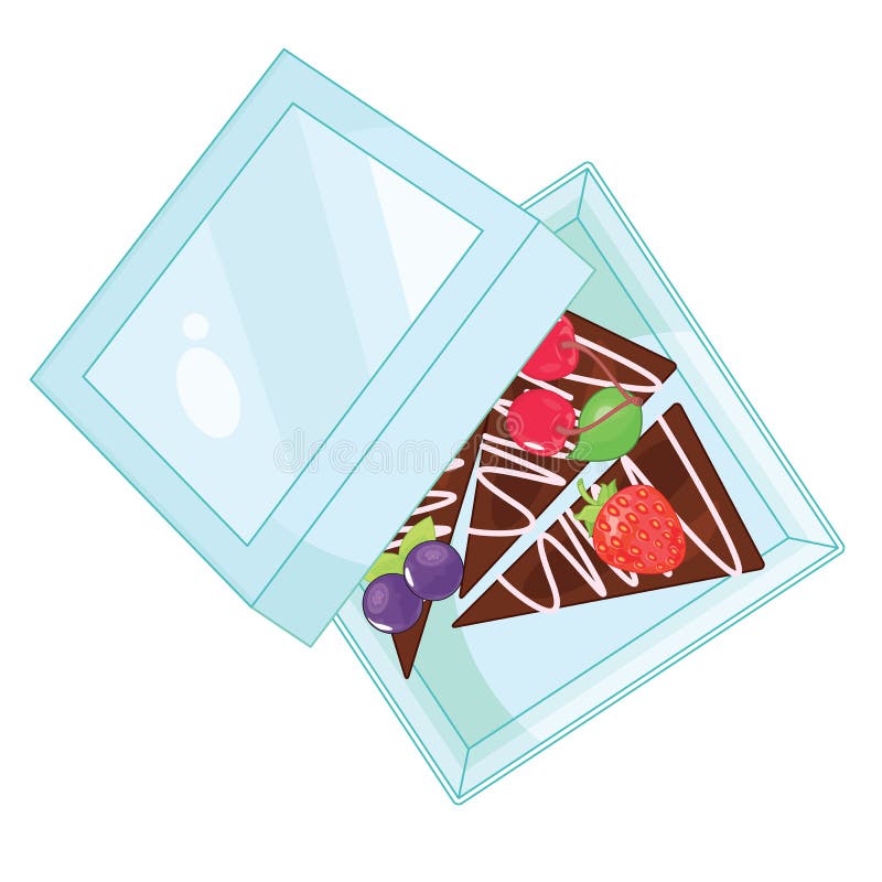 Set of pieces cakes in box stock vector. Illustration of desert - 190329625