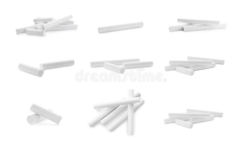 Set with Pieces of Chalk on Background Stock Image - Image of artistic ...