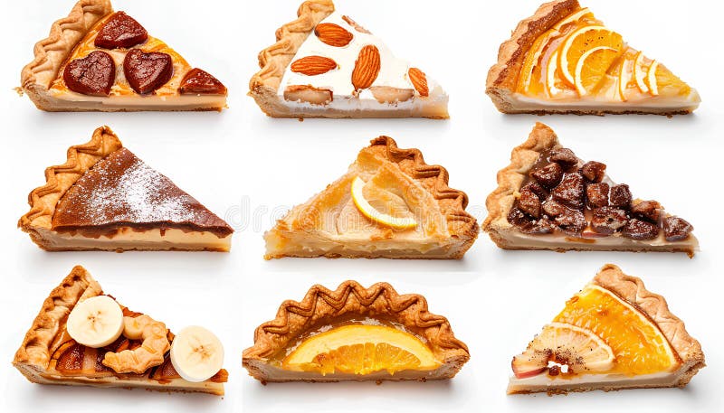 Set of Pieces of Different Tasty Pies on White Background Stock ...