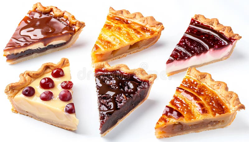 Set of Pieces of Different Tasty Pies on White Background Stock ...