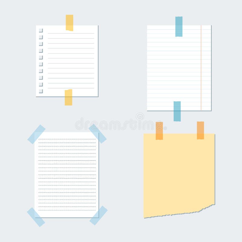 Set of Pieces of Note Paper Stock Vector - Illustration of collection ...