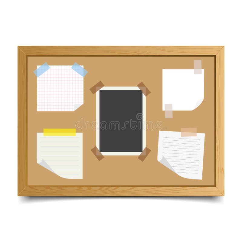 Set Pieces of Paper Notebook on the Board on a White Background Stock ...