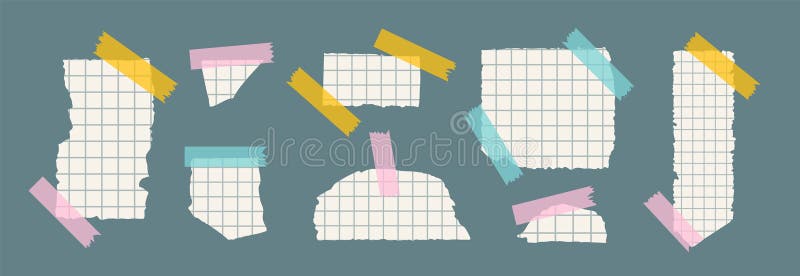 Set of Pieces of Torn Paper with Adhesive Tape, Paper Notes, Torn ...