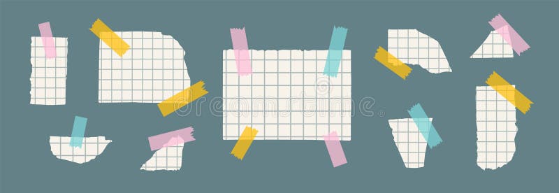 Set of Pieces of Torn Paper with Adhesive Tape, Paper Notes, Torn ...