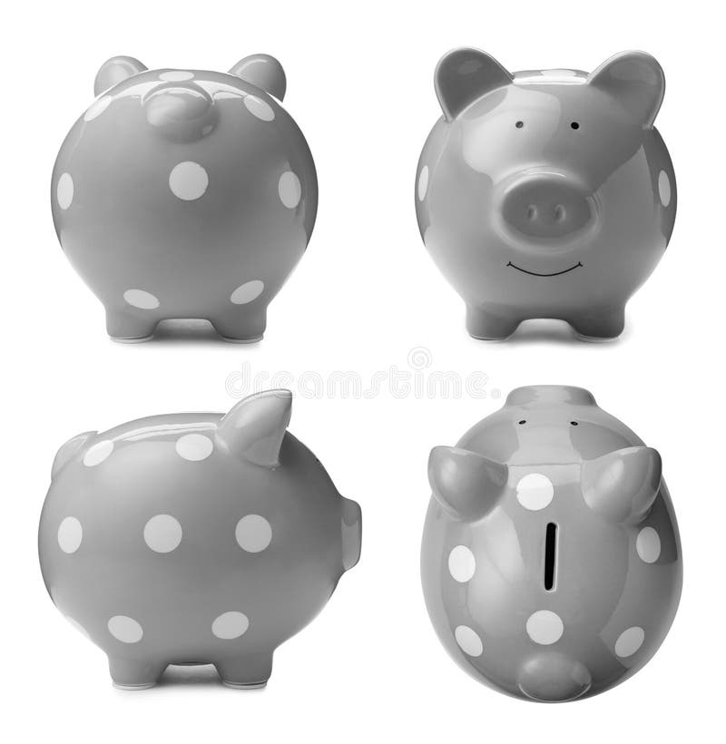 Set with Piggy Bank from Different Views Stock Photo - Image of loan ...