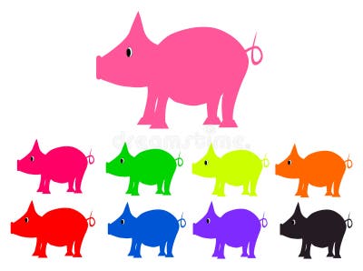 Set Pigs of Different Colors Piggys Stock Vector - Illustration of ...