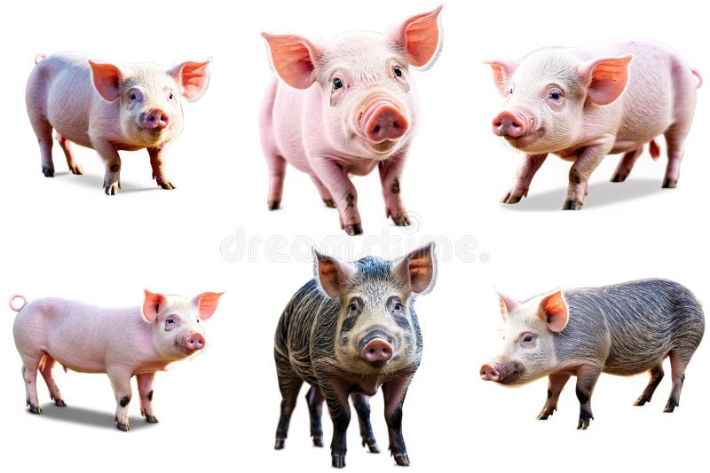 A Set of Pigs in Different Stages, PNG with Transparent Background, AI ...