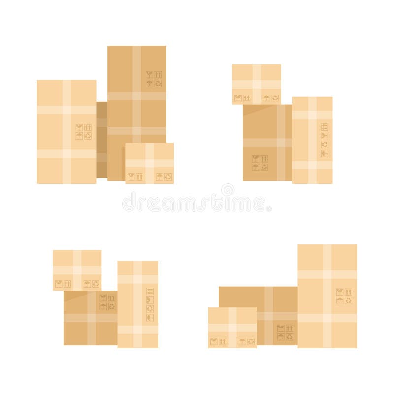 Pile cardboard boxes set stock vector. Illustration of cardboard ...