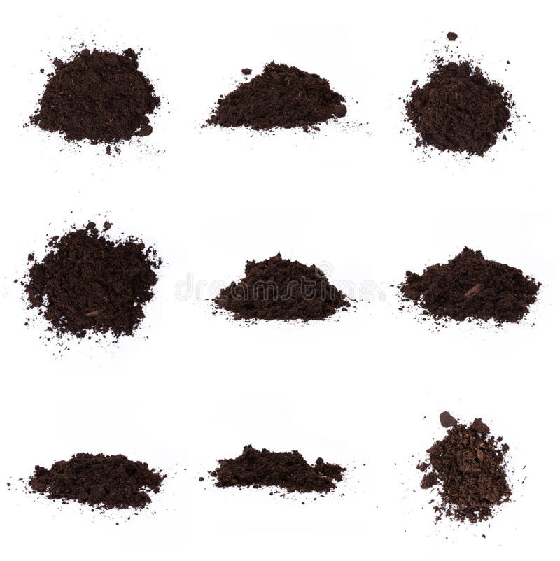 Set of Pile of Humus Soil Isolated on White Background Stock Image ...