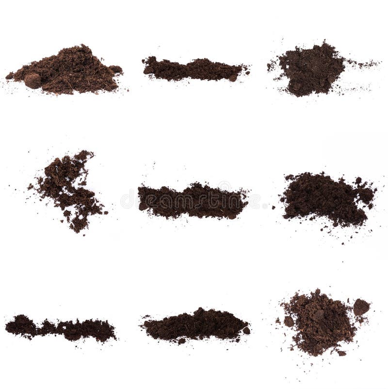 Set of Pile of Humus Soil Isolated on White Background Stock Image ...