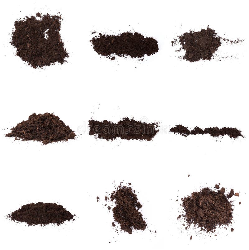 Set of Pile of Humus Soil Isolated on White Background Stock Image ...
