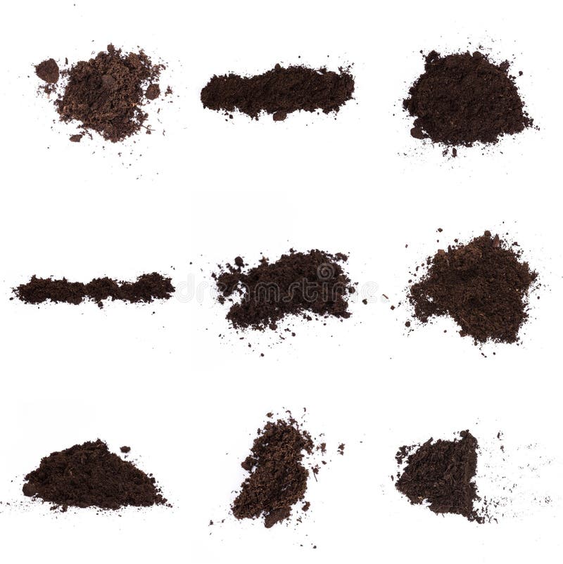 Set of Pile of Humus Soil Isolated on White Background Stock Photo ...