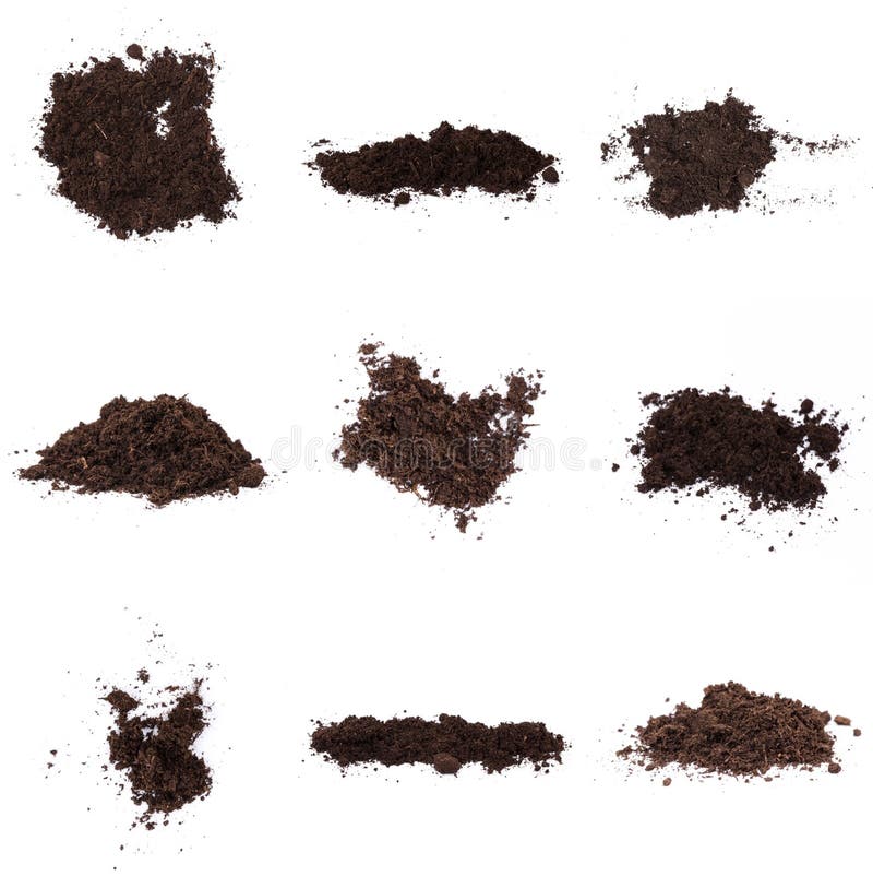 Set of Pile of Humus Soil Isolated on White Background Stock Photo ...