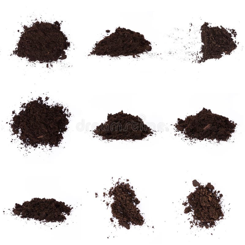 Set of Pile of Humus Soil Isolated on White Background Stock Photo ...