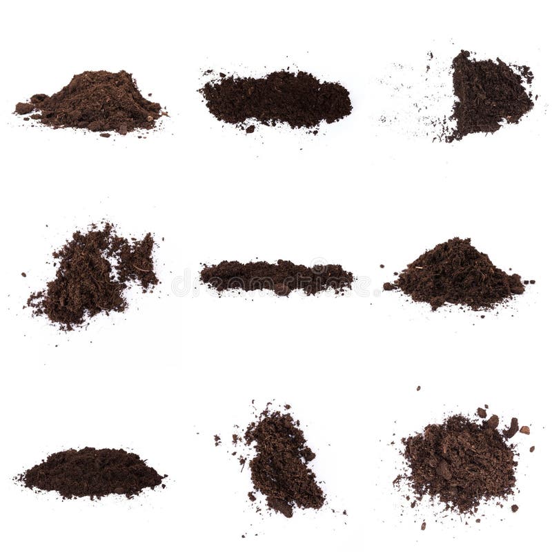 Set of Pile of Humus Soil Isolated on White Background Stock Image ...