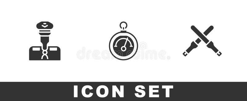 Set Pilot, Barometer and Marshalling Wands Icon. Vector Stock Vector ...